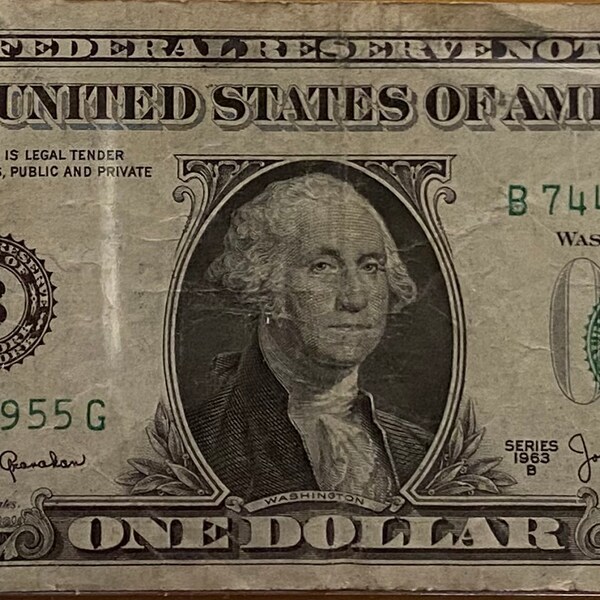 1963 One Dollar Bill - Etsy