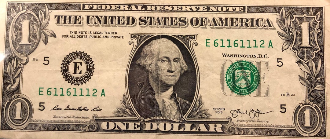 2013 Trinary 1 Dollar Bill - Etsy Finland