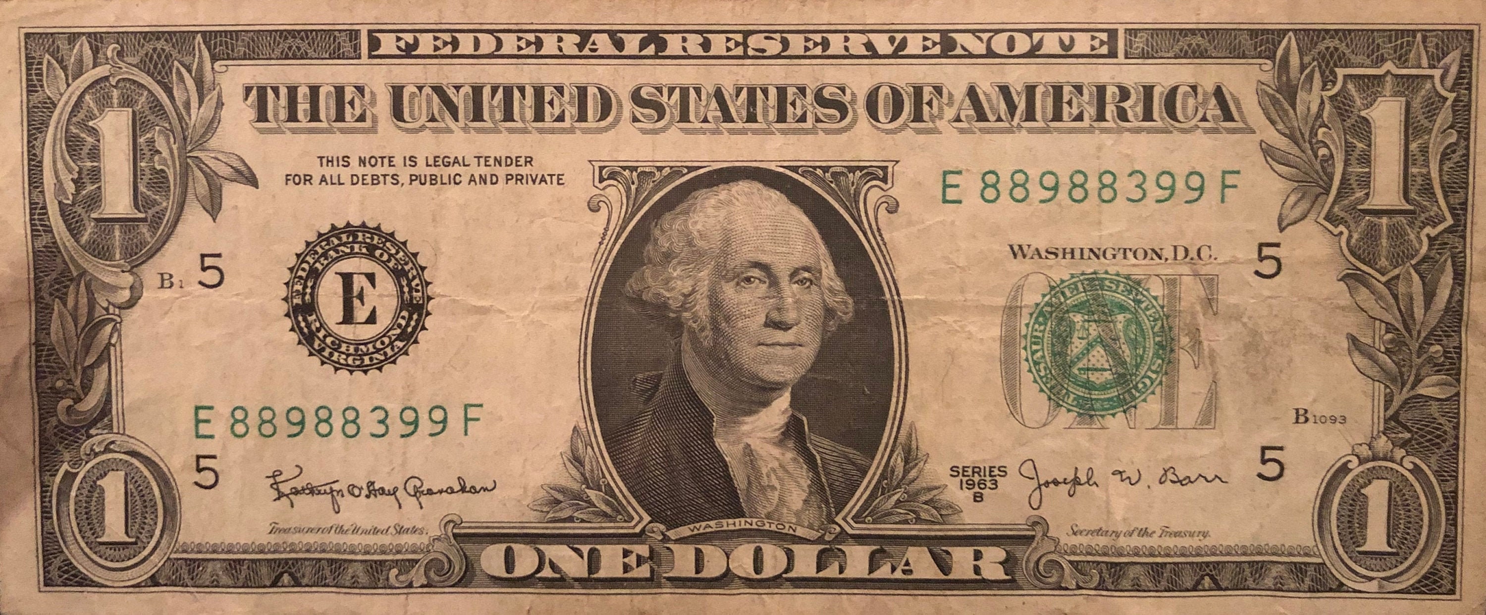 Vintage 1963B Trinary 1 Dollar Bill - Etsy