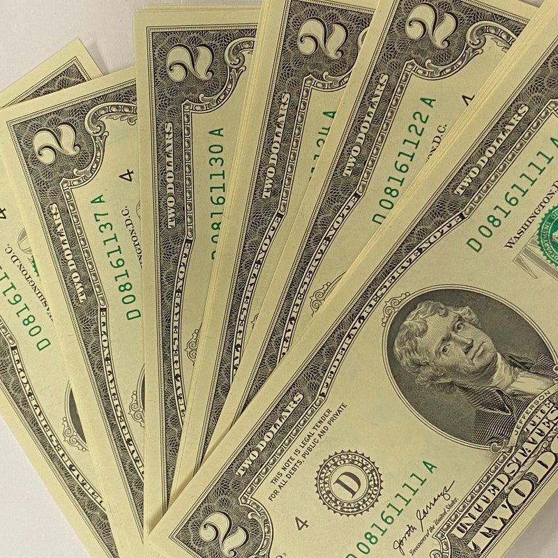 Two Dollar Bills - Etsy