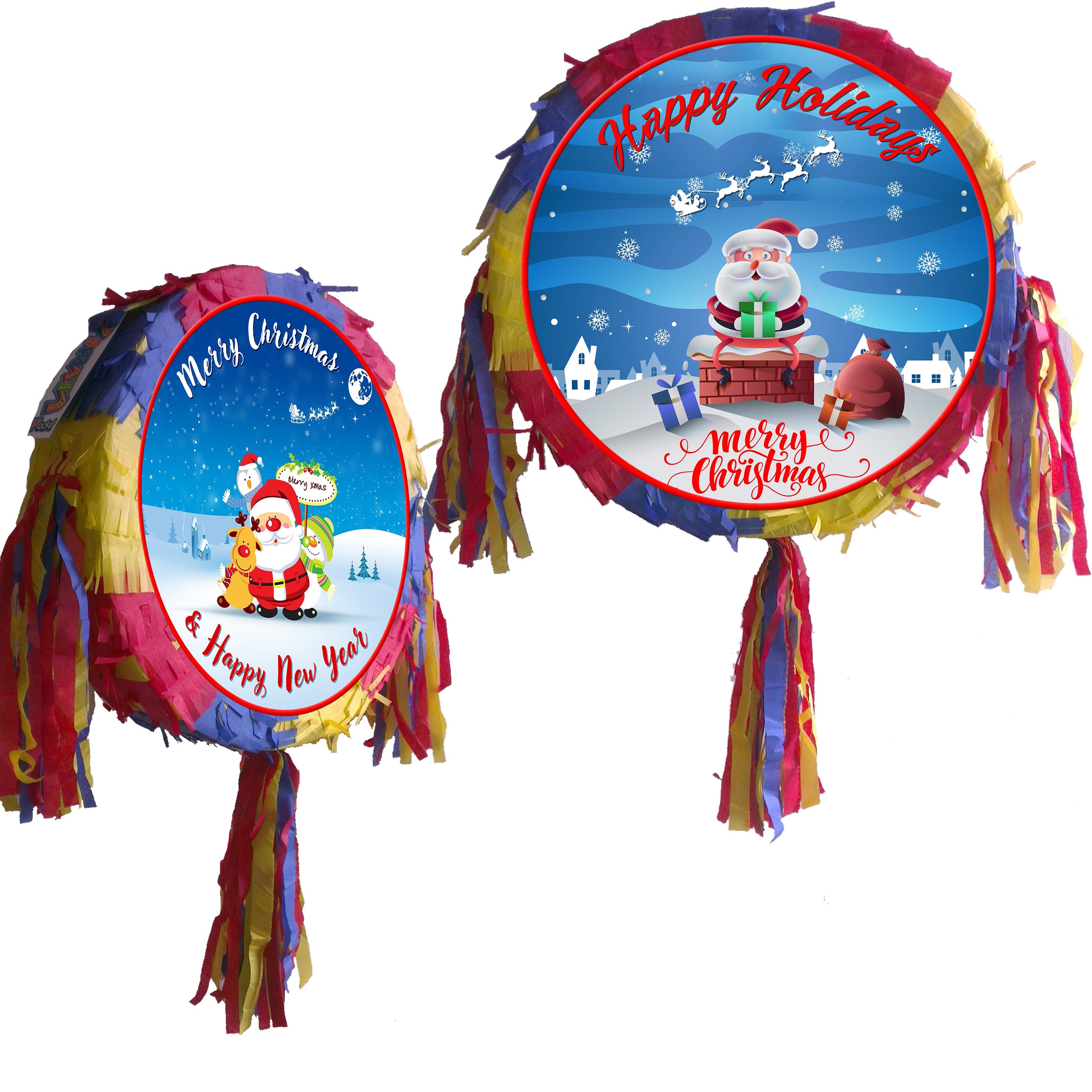 Christmas Piñata Set Round Party Theme Pinata Supplies Happy Birthday ...