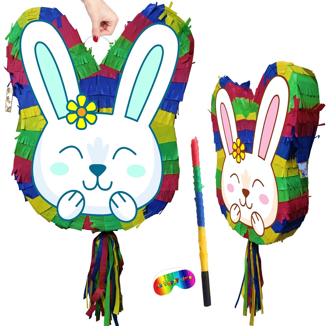 Cute Bunny Rabbit Pinata With Stick New Happy Surprise Hunt Party ...