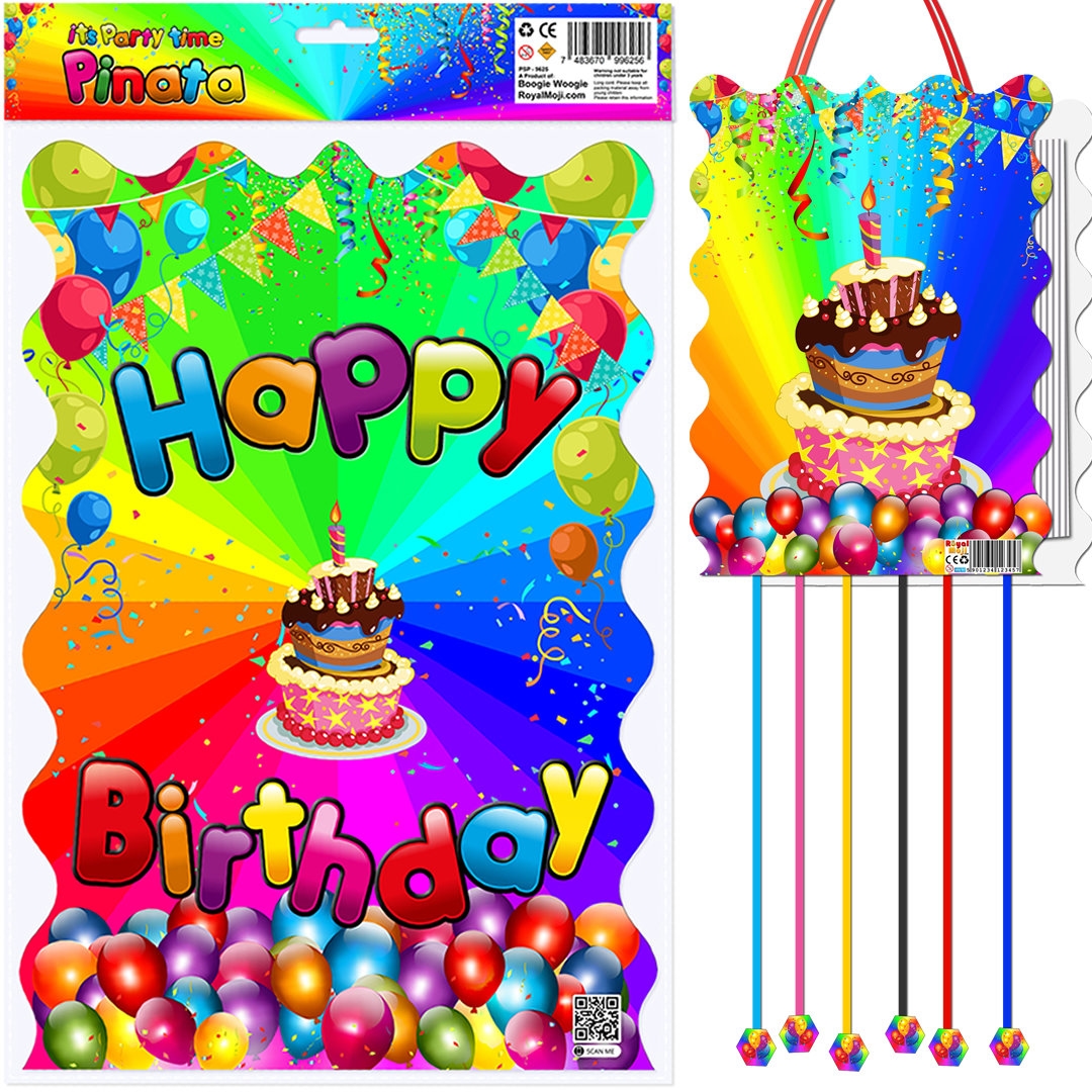 Pull String Birthday Piñata: Rainbow Cake Party Game - Etsy