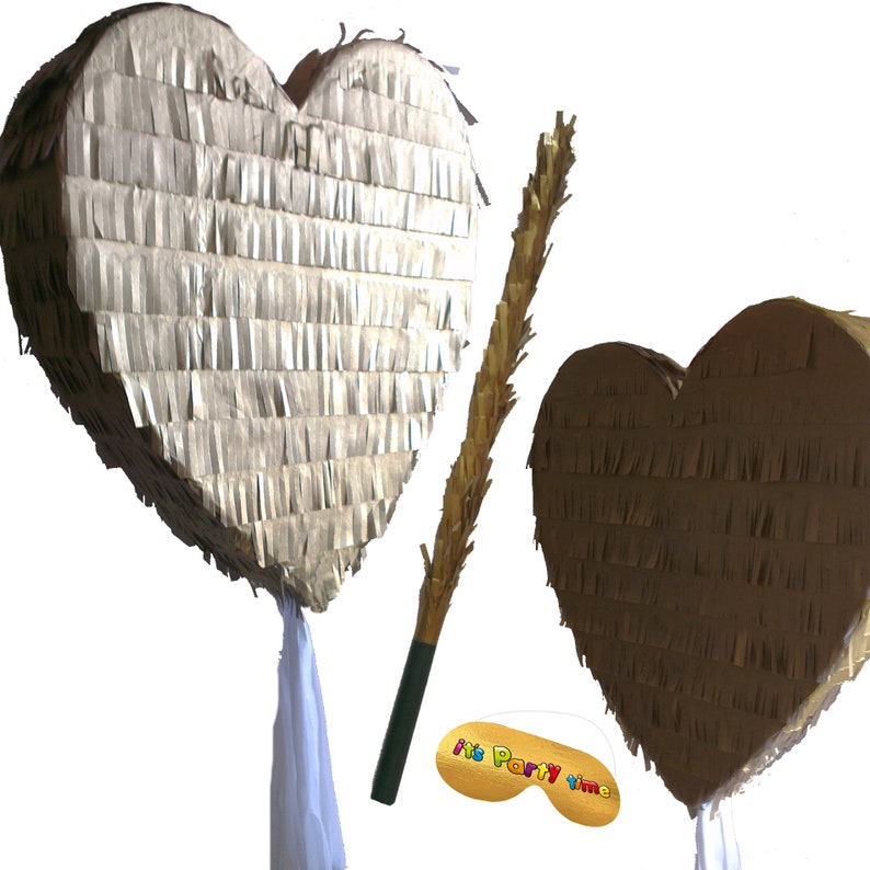 Heart Piñata With Stick and Blindfold, Custom Text Available - Etsy