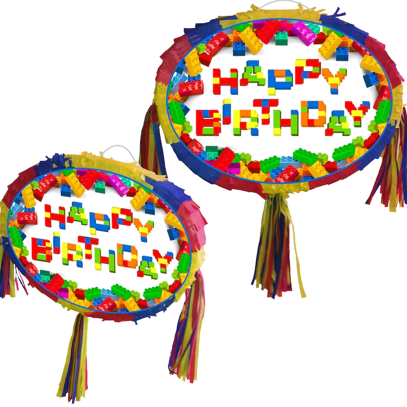 Building Blocks Pinata, Happy Birthday Party Game With Stick ...