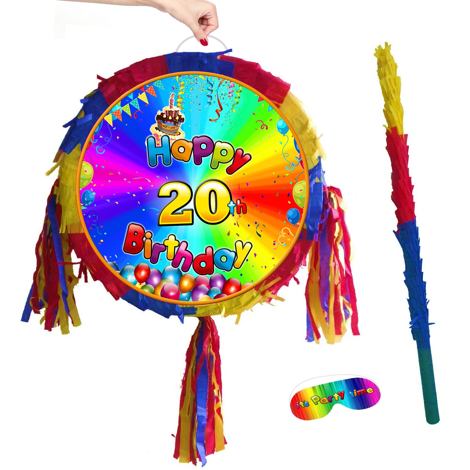 20th Birthday Pinata Piñata Party Round Theme Piñata Supplies Happy ...