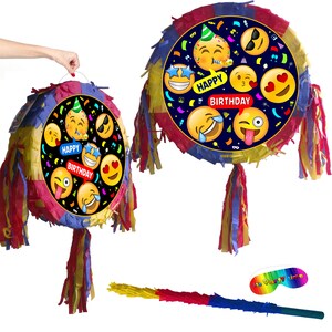 Emoji Birthday Pinata Round Theme Piñata Party Supplies Happy Smash ...