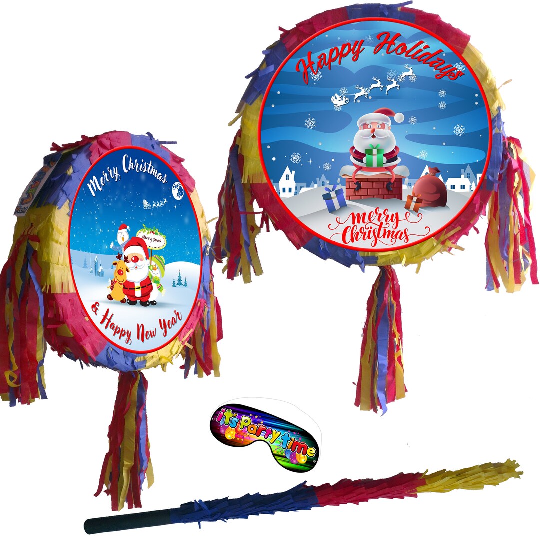 Christmas Piñata Set Round Party Theme Pinata Supplies Happy Birthday ...