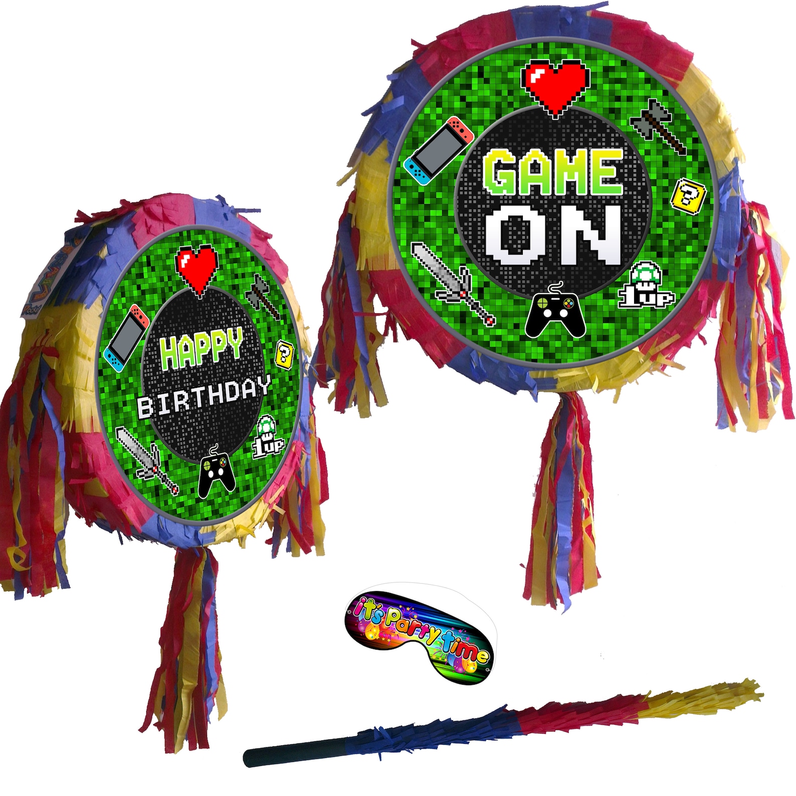 Game ON Piñata Party Round Theme Pinata Video Game Supplies Happy ...