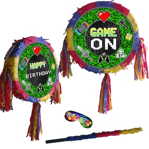 Game ON Piñata Party Round Theme Pinata Video Game Supplies Happy ...