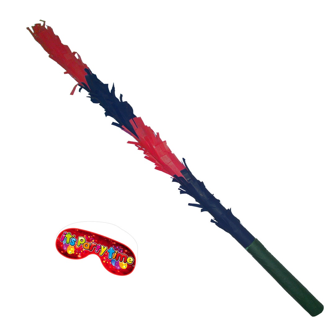 Red & Black Piñata Stick With Blindfold, 50cm Party Game - Etsy