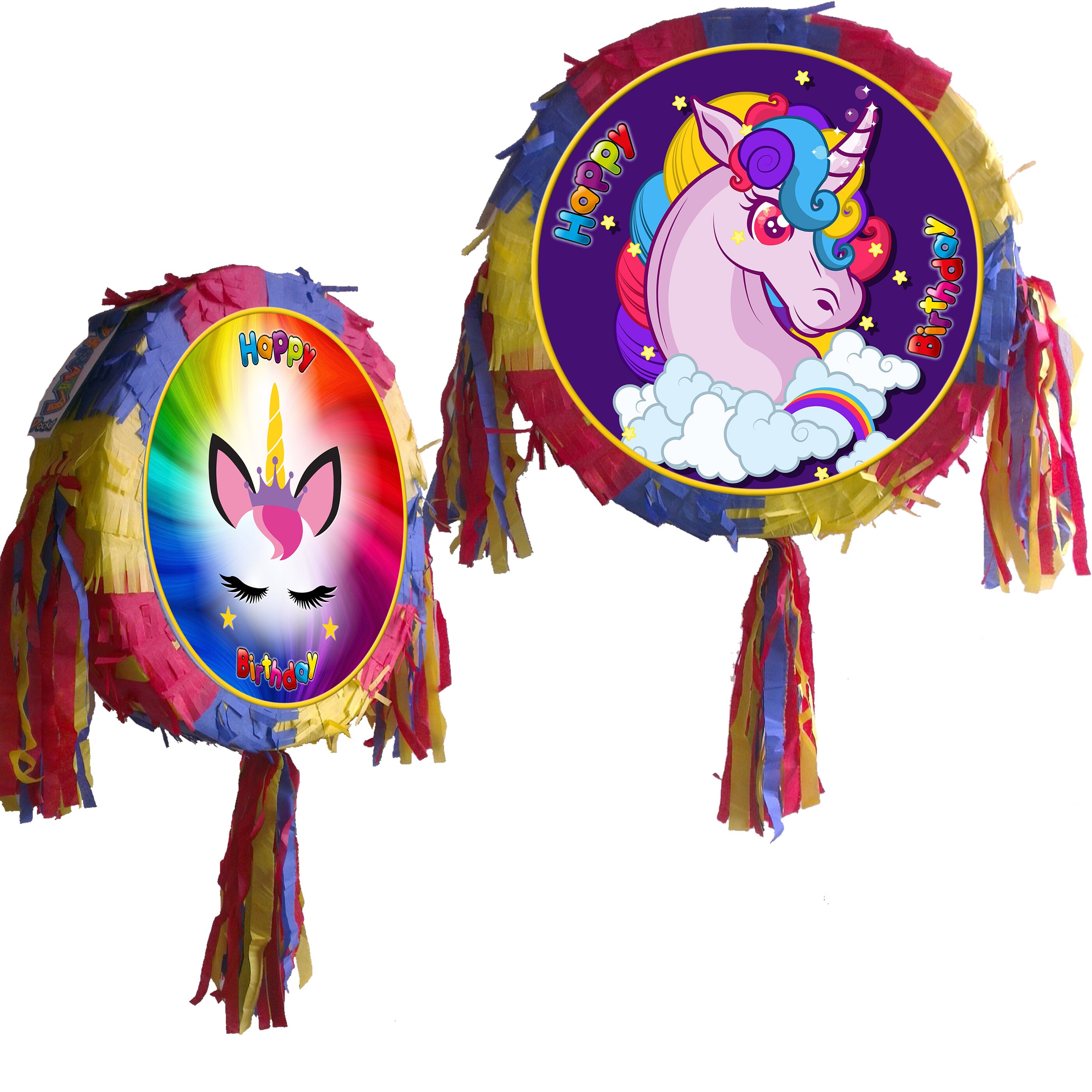 Unicorn Piñata Set: Rainbow Birthday Party Game With Stick & Blindfold ...
