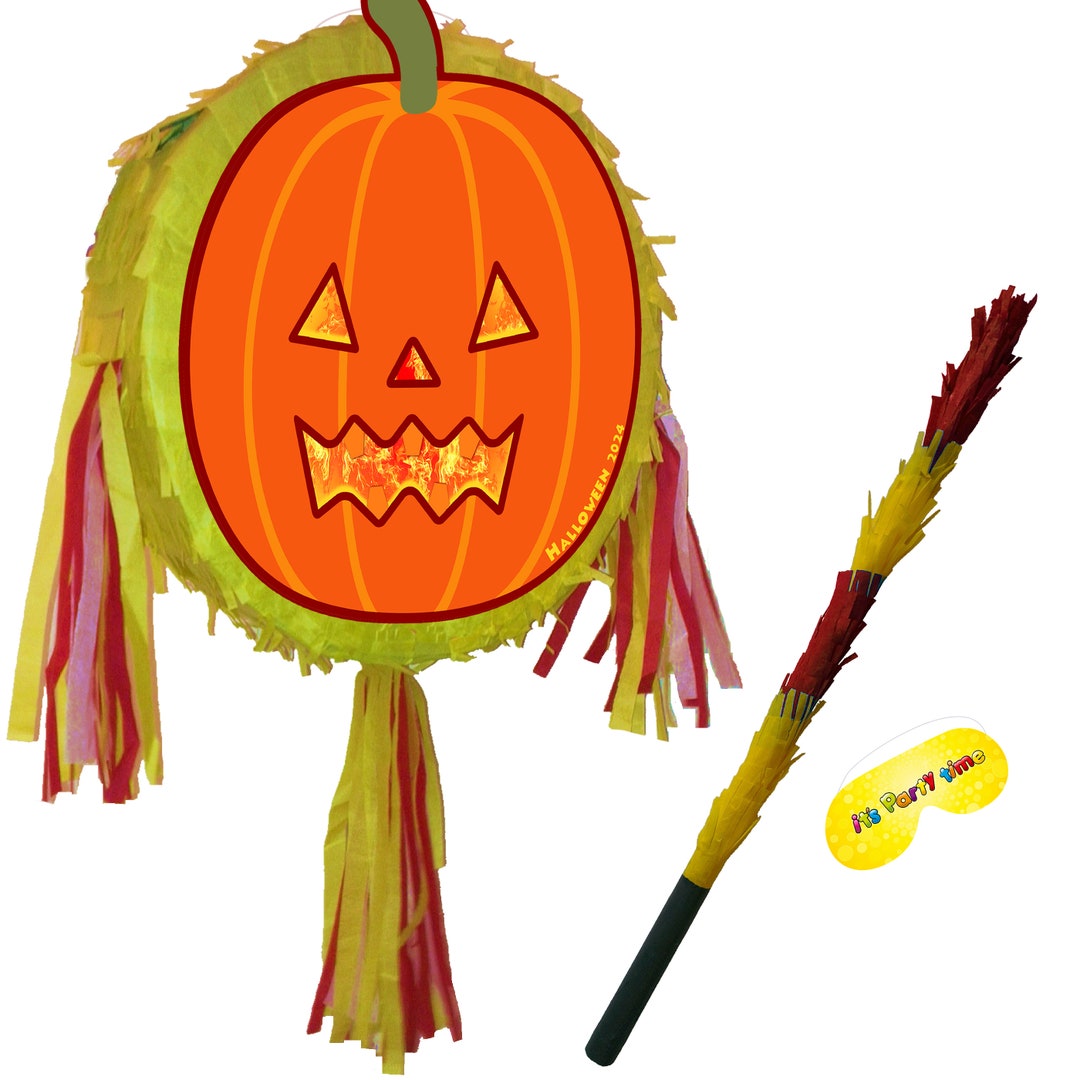 Emoji Pumpkin Piñata With Stick Halloween Theme Party Pinata Supplies ...