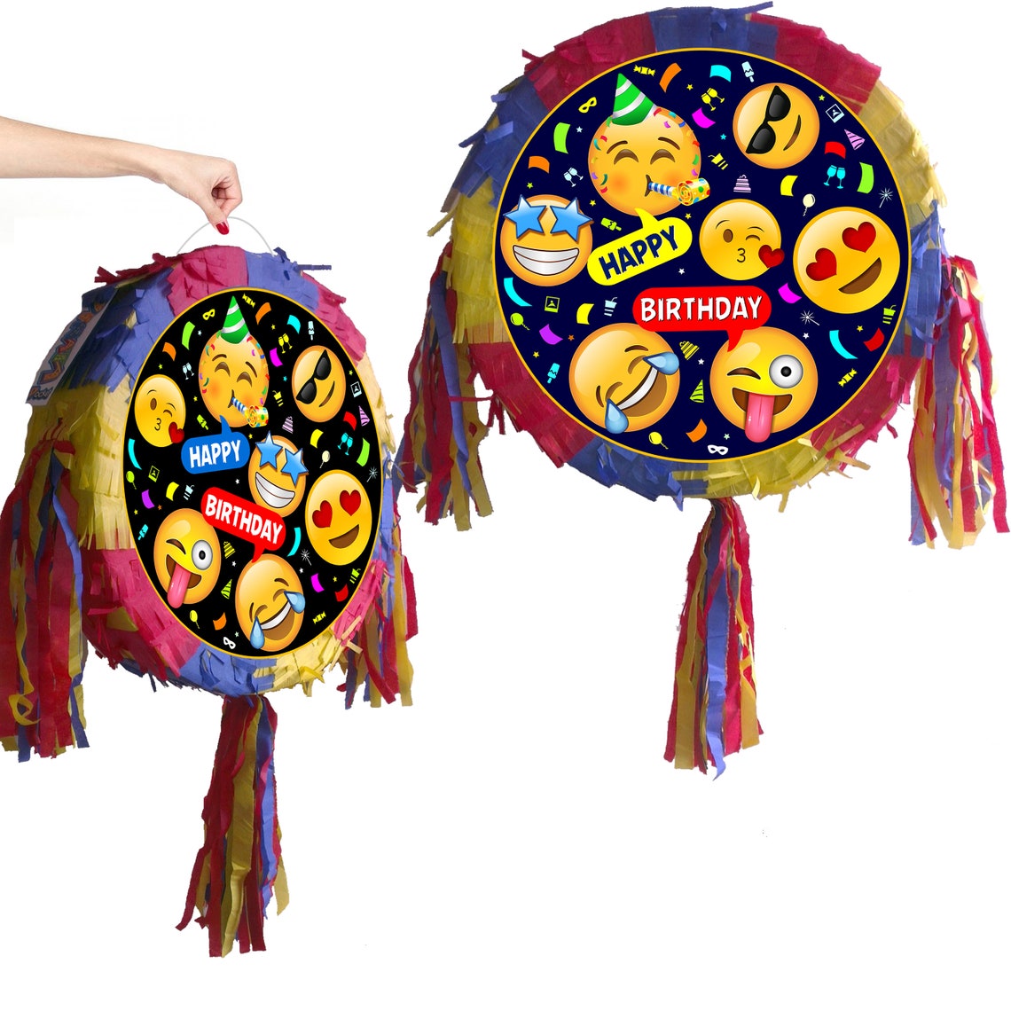 Emoji Birthday Pinata Round Theme Piñata Party Supplies Happy Smash ...