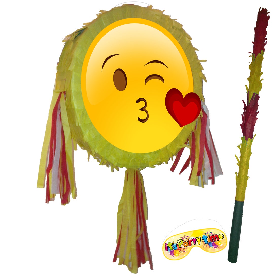 Kiss Emoji Pinata Party Theme Round Piñata Love Happy Birthday Smash ...