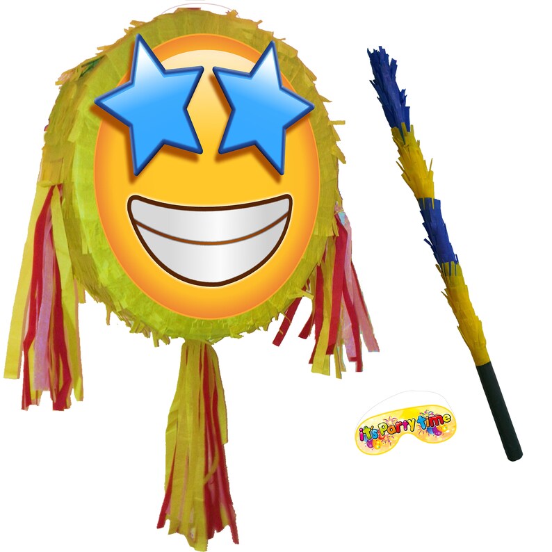 Star-struck Emoji Pinata With Stick & Blindfold - Etsy