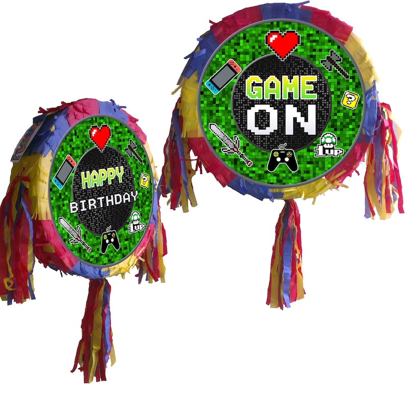 Game ON Piñata Party Round Theme Pinata Video Game Supplies - Etsy