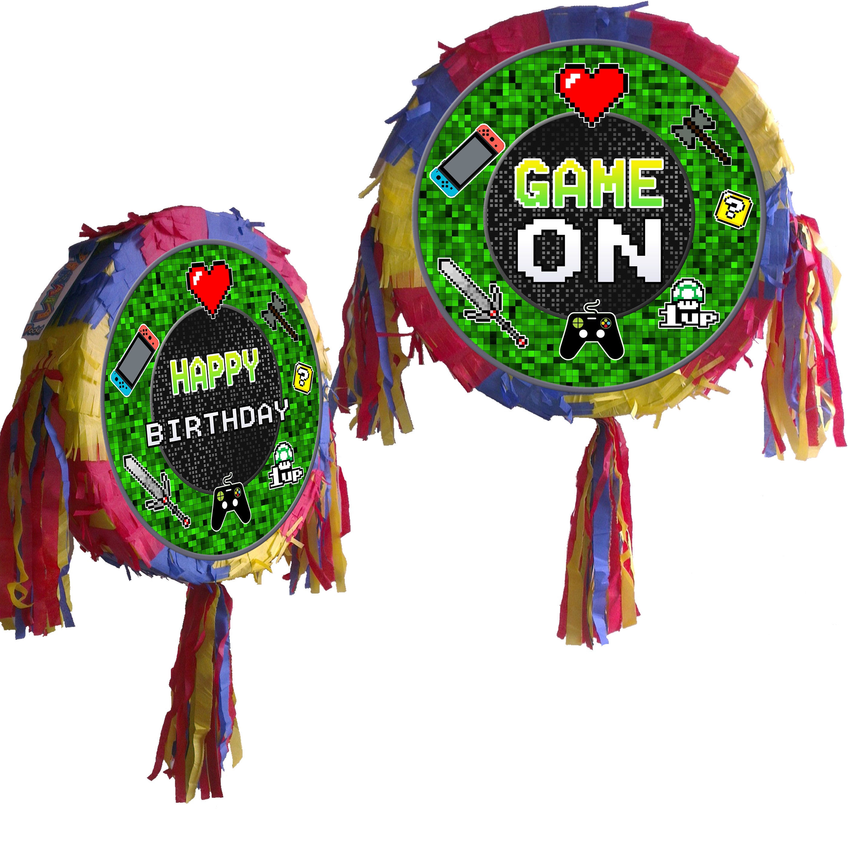 Game ON Piñata Party Round Theme Pinata Video Game Supplies Happy ...