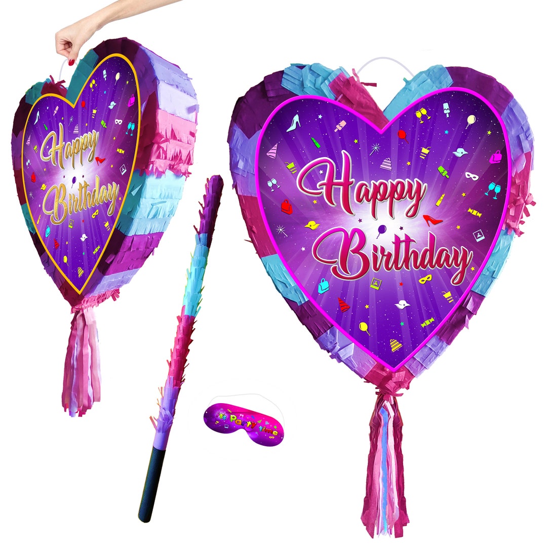 Heart Birthday Pinata With Stick & Blindfold, Girls Party Game - Etsy