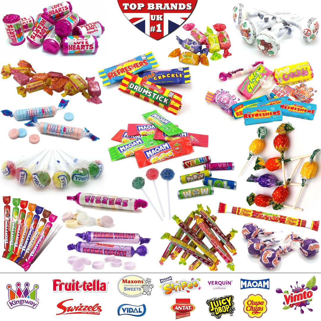 TOP Brands Mix Assorted Sweets Candies Lollypops Chews Tongue Painter ...