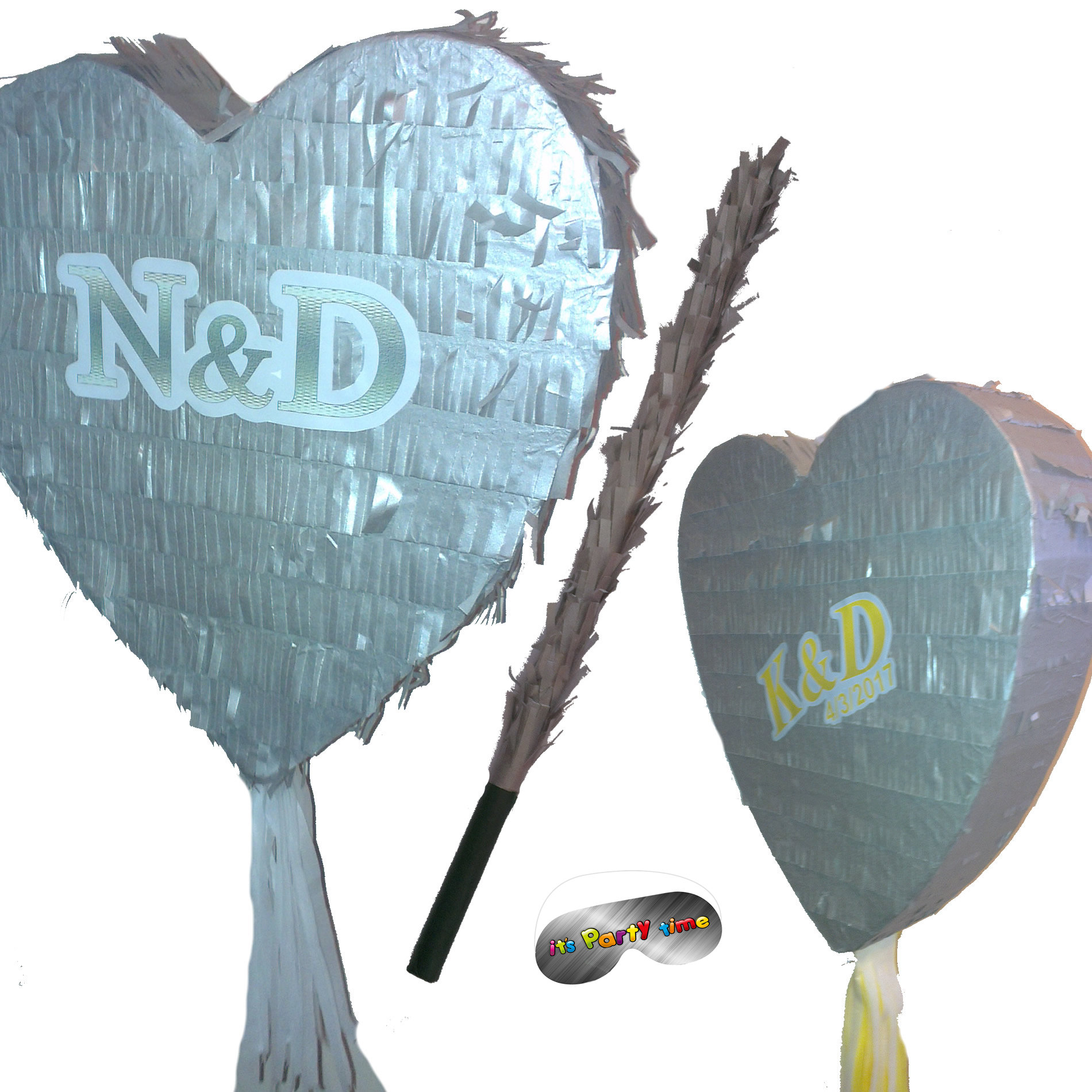 Big Gold Silver Heart Pinata and Stick Love Birthday Hen - Etsy
