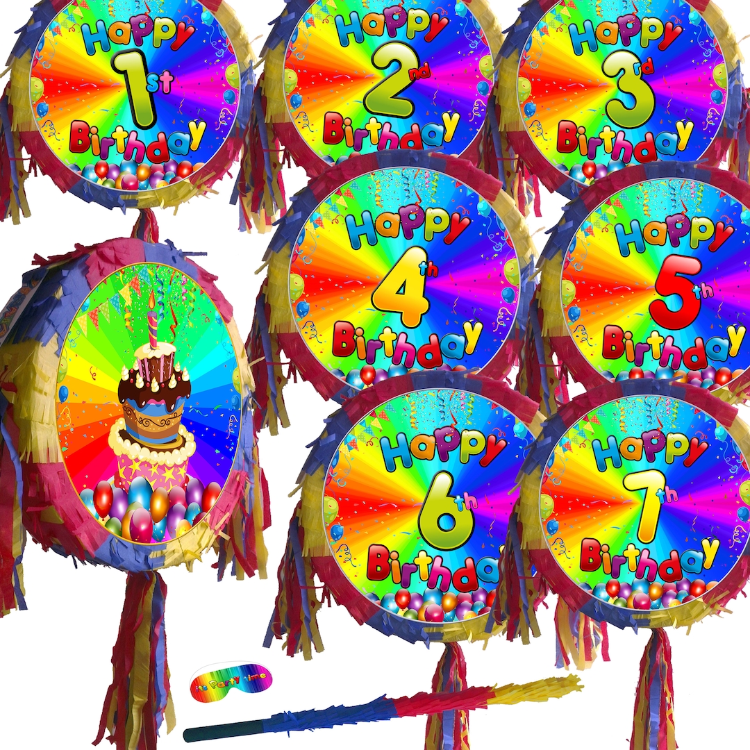 Number Pinata With Stick Happy Birthday 1st 2nd 3rd 4th 5th 6th 7th ...