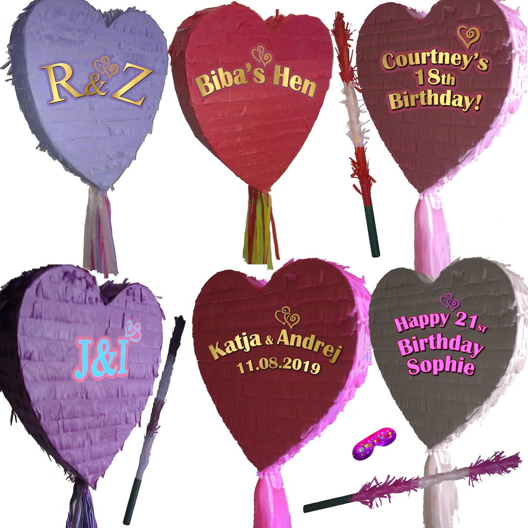 Big Heart Pinata and Smash Stick Love Birthday Hen Engagement Prom ...