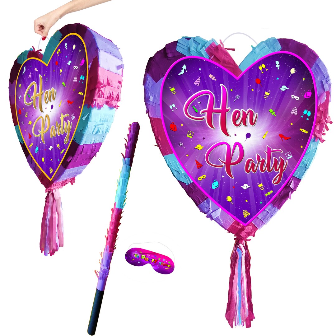 Hen Party Heart Pinata and Stick Girls Party Love Theme Supplies Happy ...