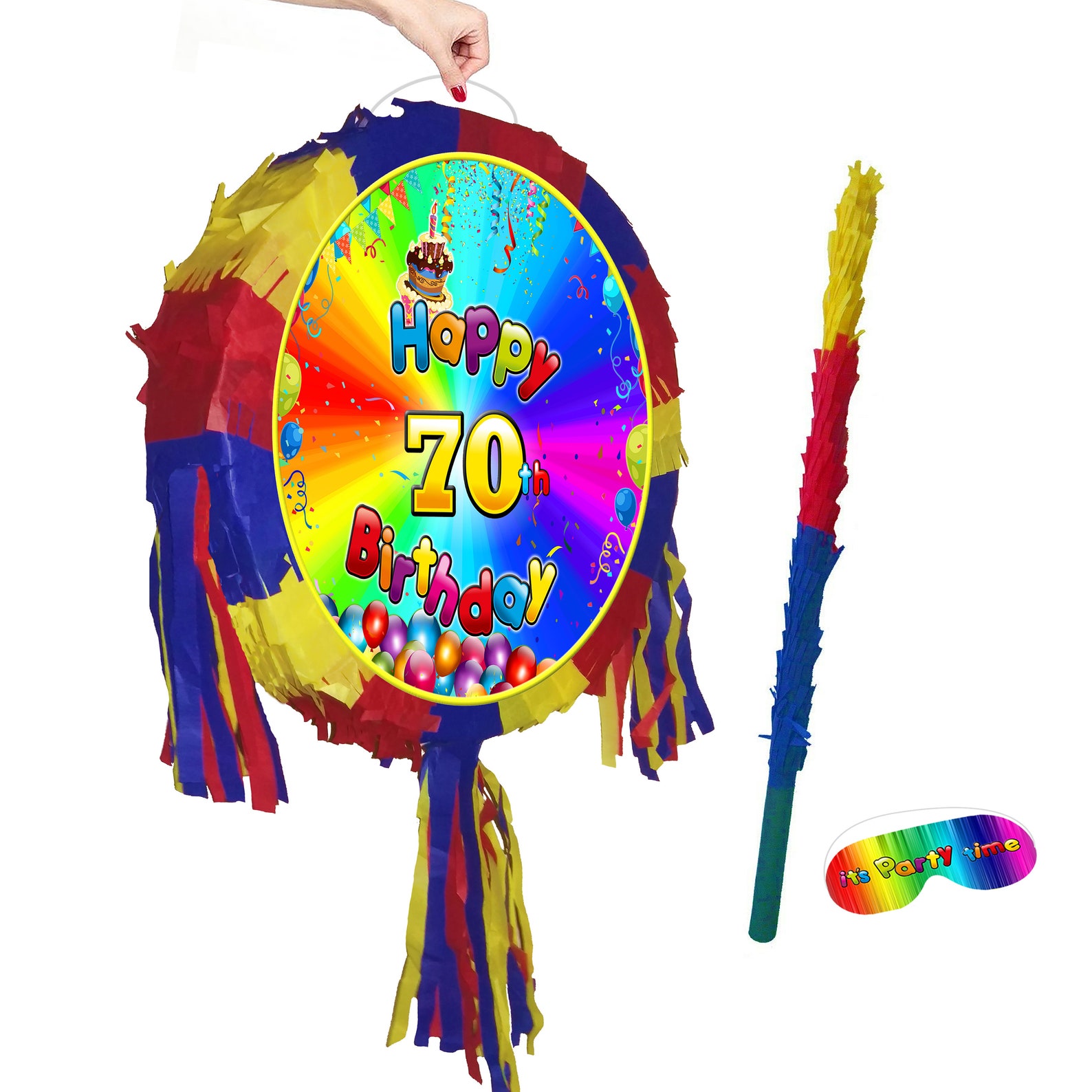 70th Birthday Pinata Piñata Party Round Theme Piñata Supplies Happy ...