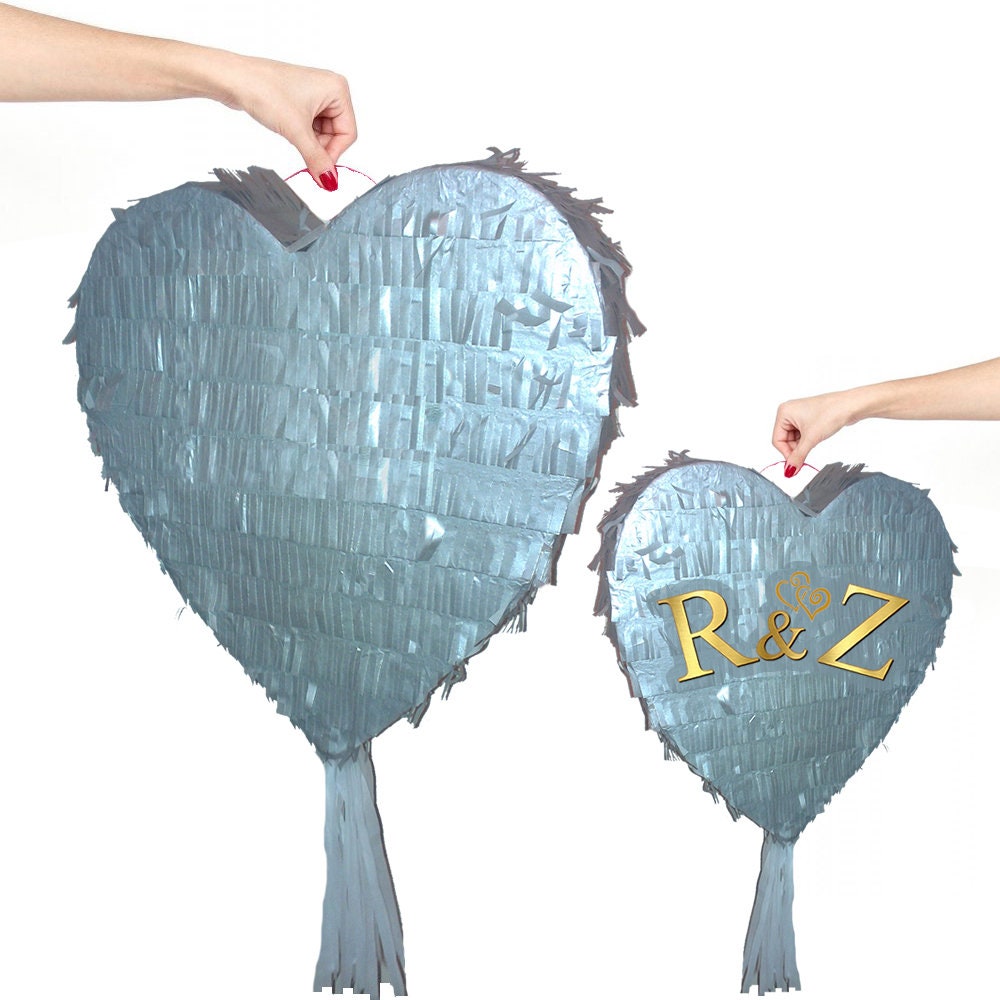 Big Gold Silver Heart Pinata and Stick Love Birthday Hen - Etsy