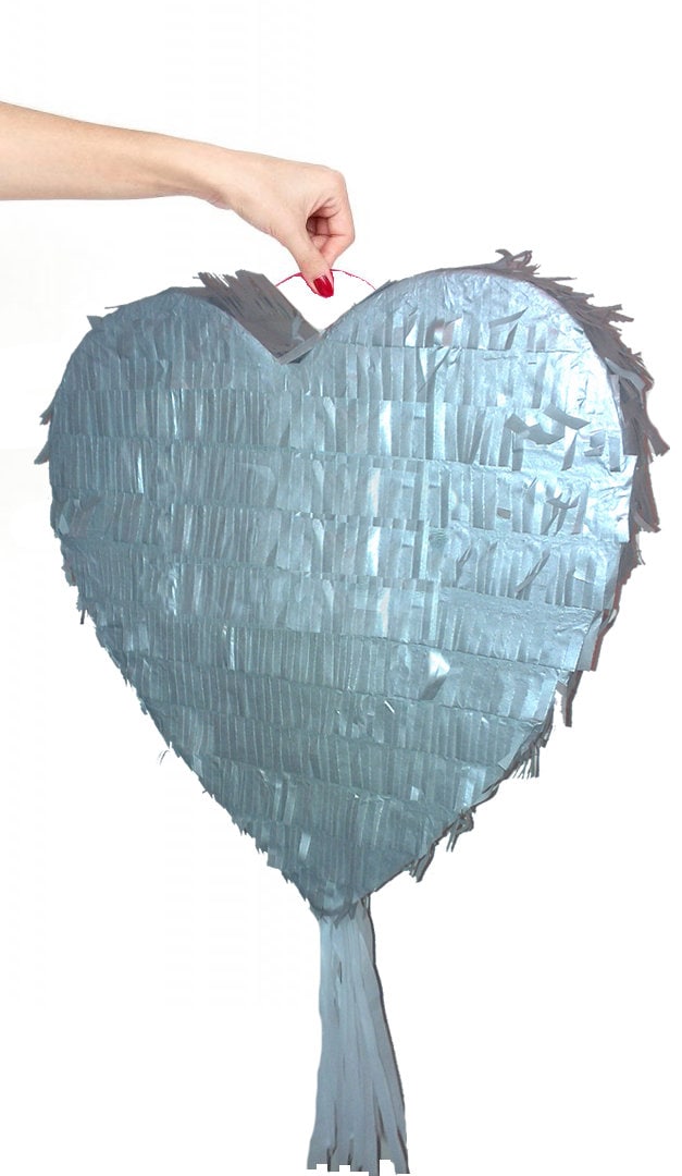 Big Gold Silver Heart Pinata and Stick Love Birthday Hen - Etsy