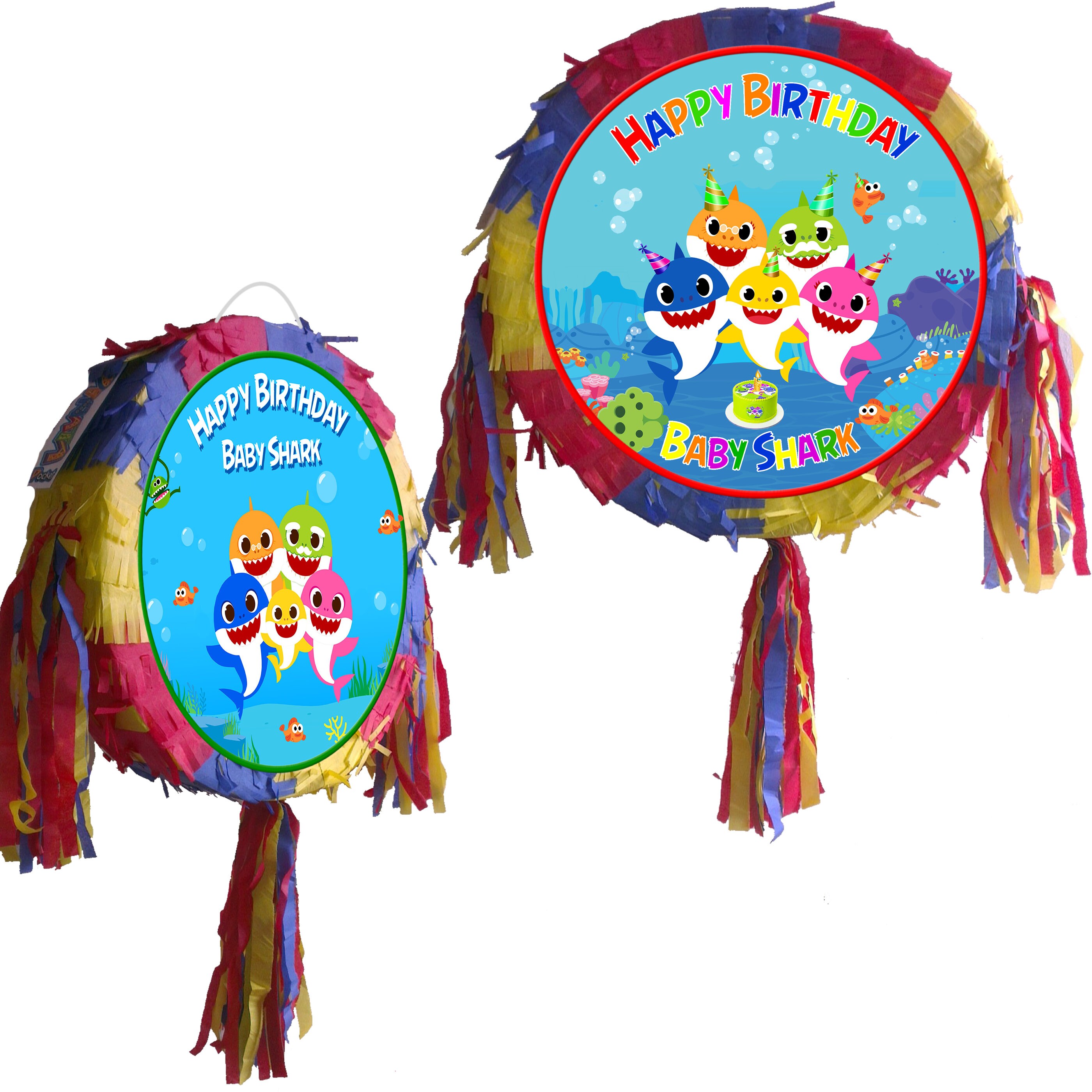 Baby Shark Piñata Party Round Theme Pinata Supplies Happy Birthday ...
