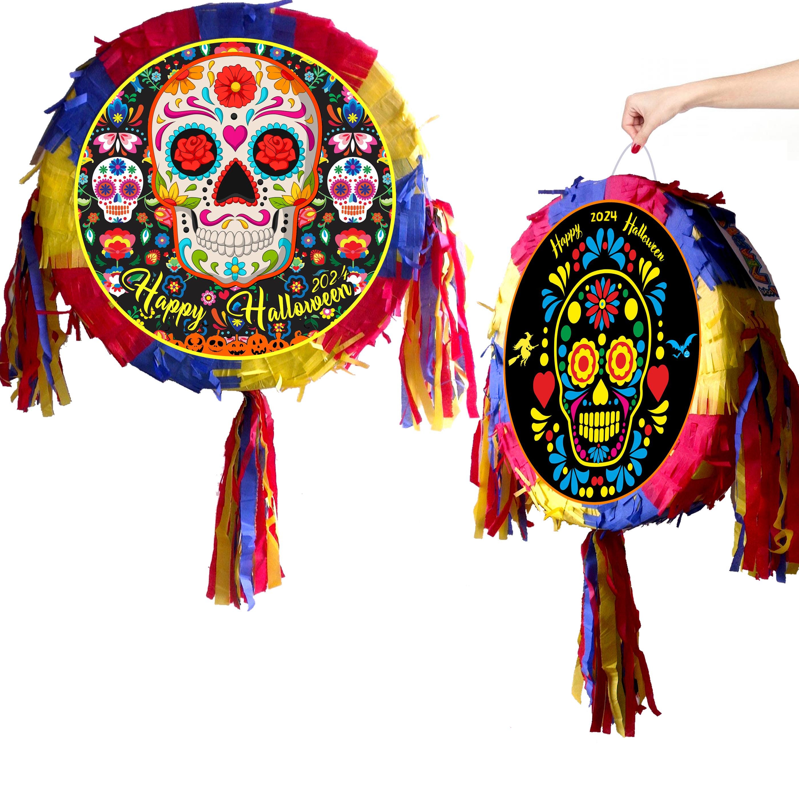 Round Skull Piñata Set Halloween Theme Party Pinata Supplies Birthday ...
