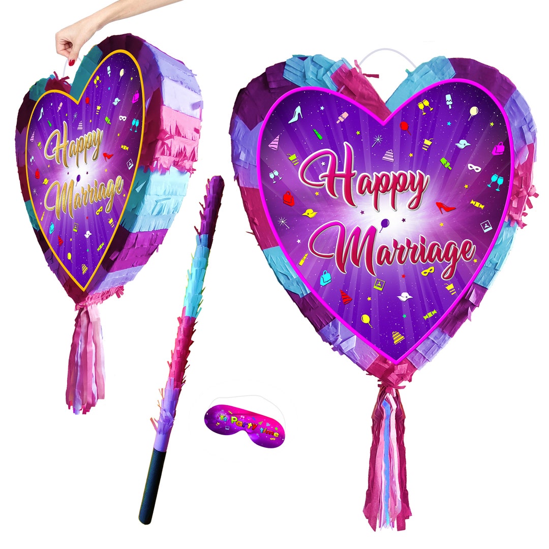 Happy Marriage Heart Pinata With Stick Love Theme Supplies Party Game ...