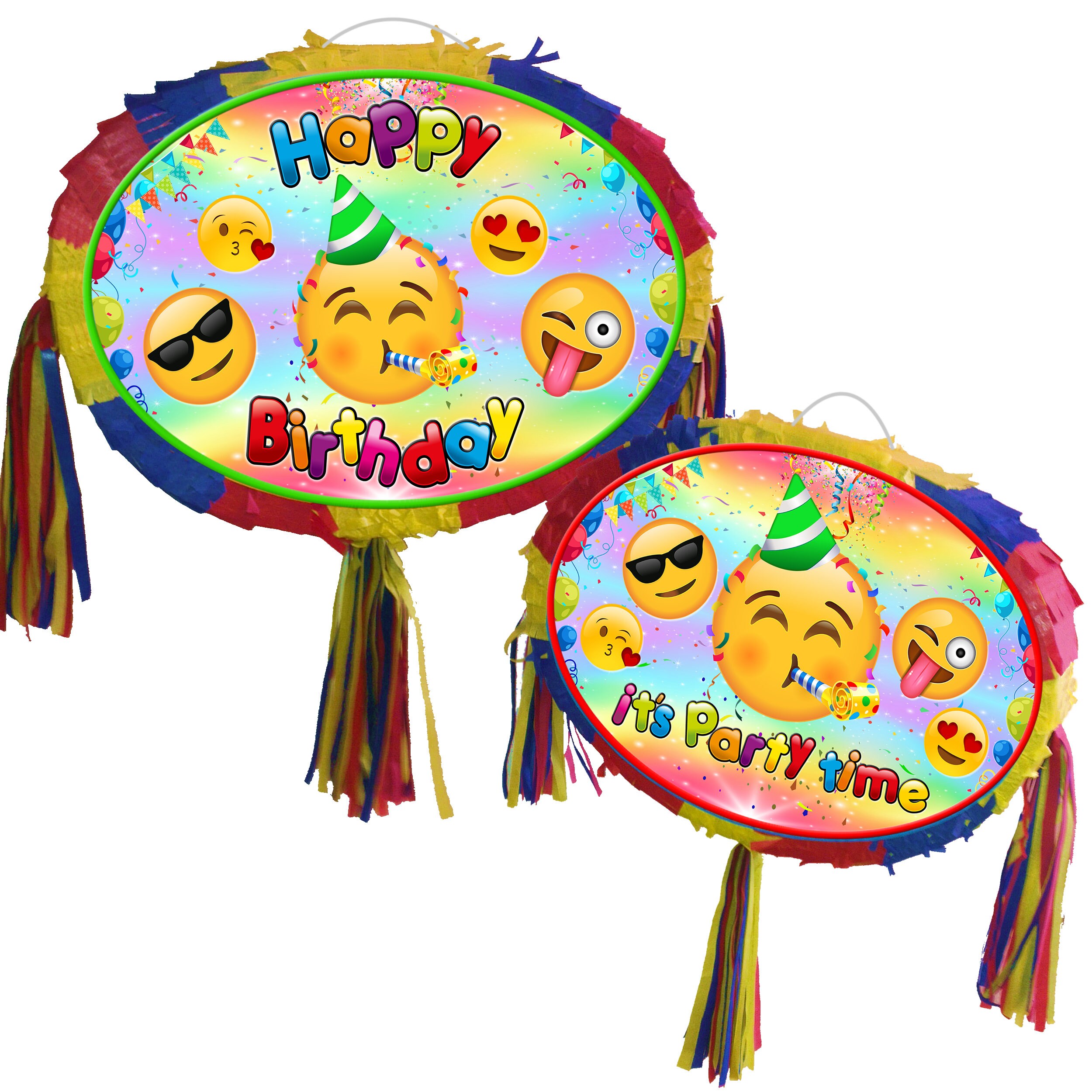 Emoji Party Pinata Happy Birthday Oval Theme Piñata Supplies Smash Game ...