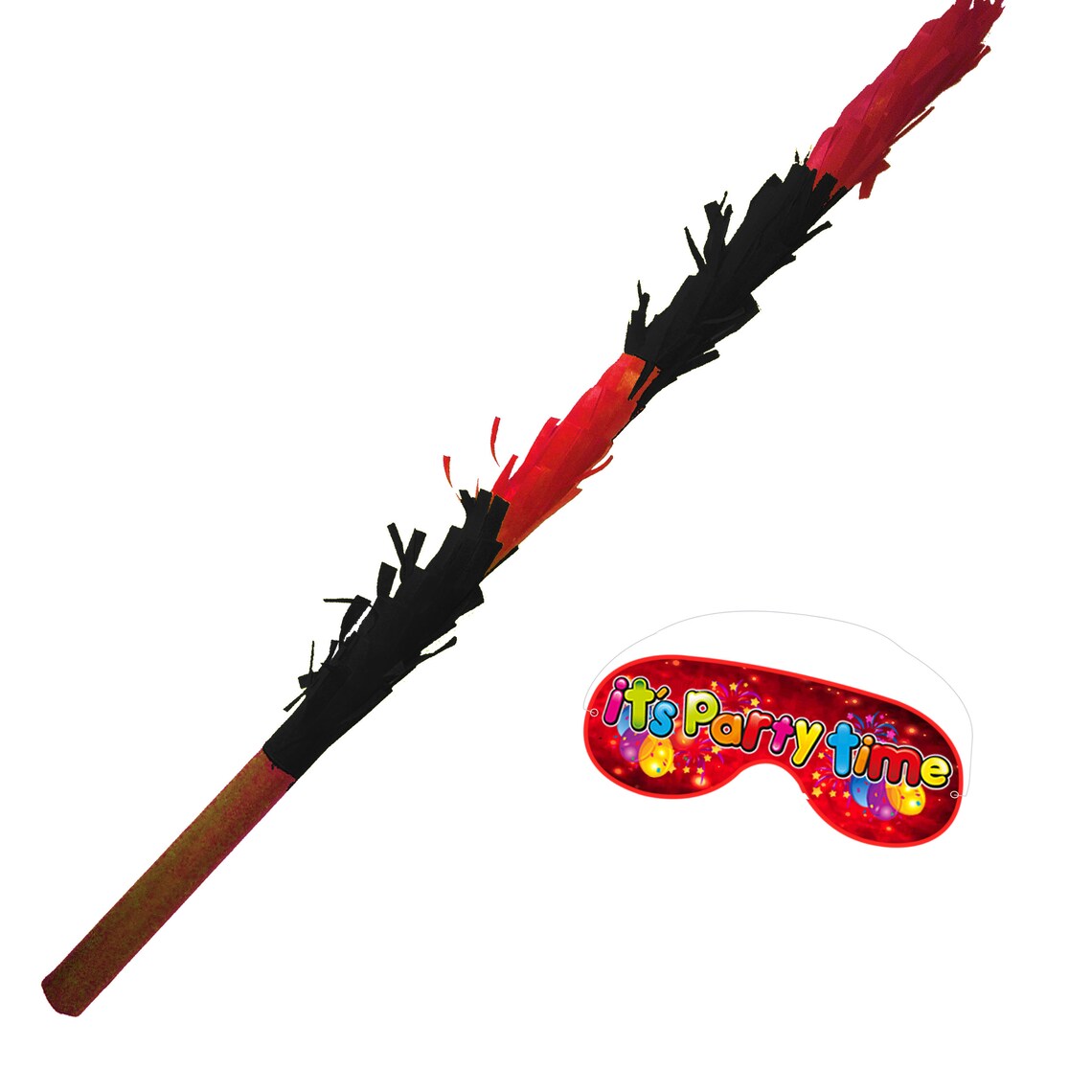 Red & Black Piñata Stick With Blindfold, 50cm Party Game - Etsy