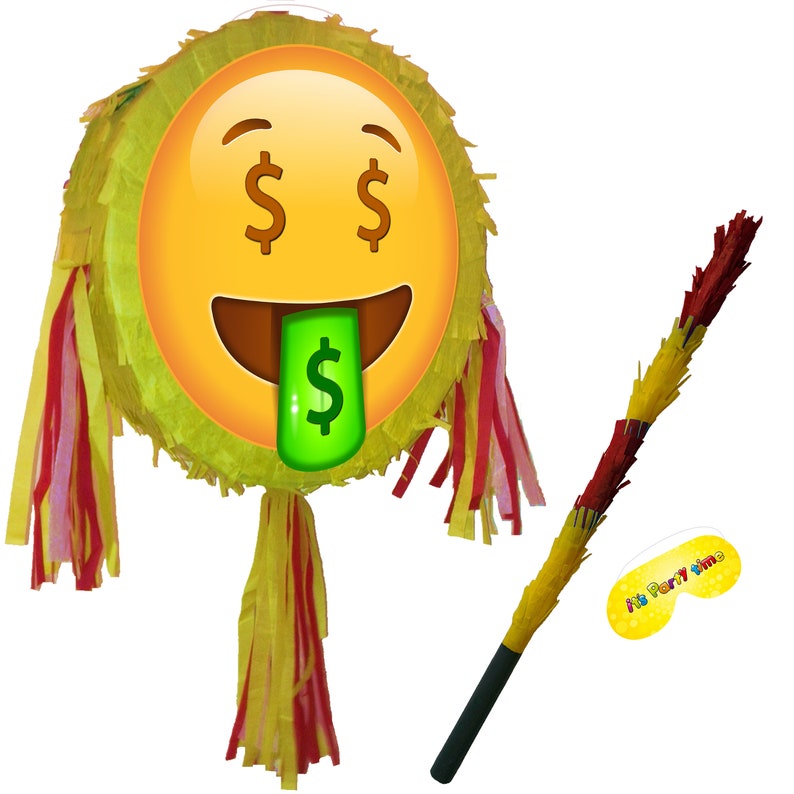 Money Emoji Pinata Round Theme Piñata Party Supplies Happy - Etsy