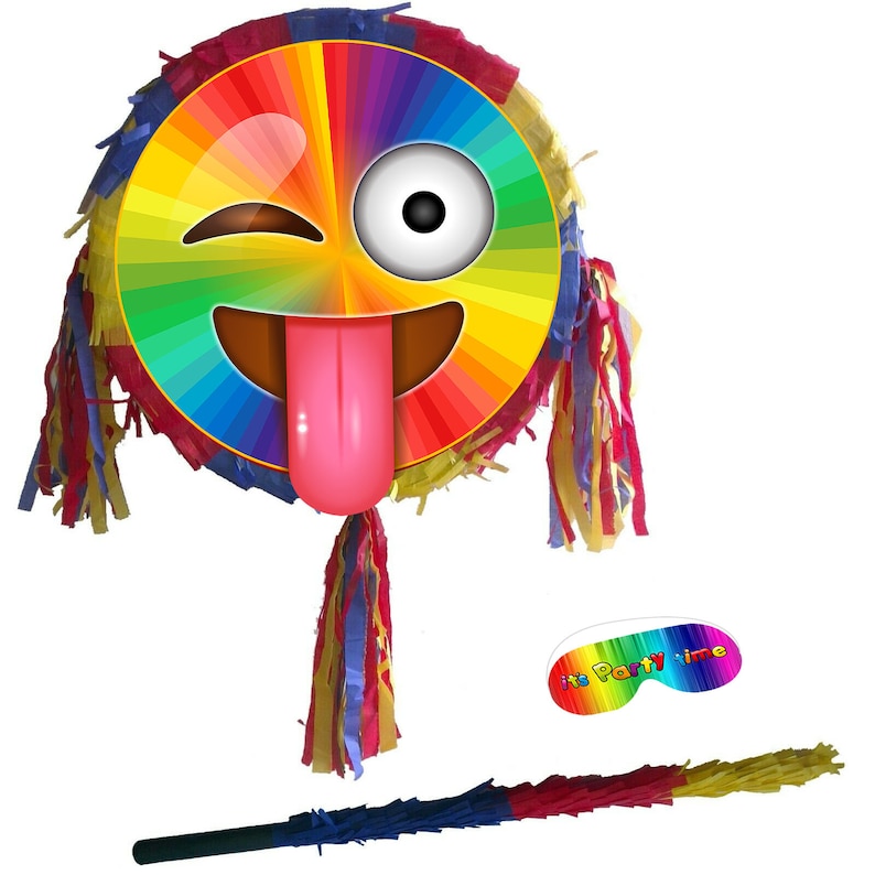 Colourful Emoji Birthday Pinata Round Theme Piñata Party Supplies Happy ...