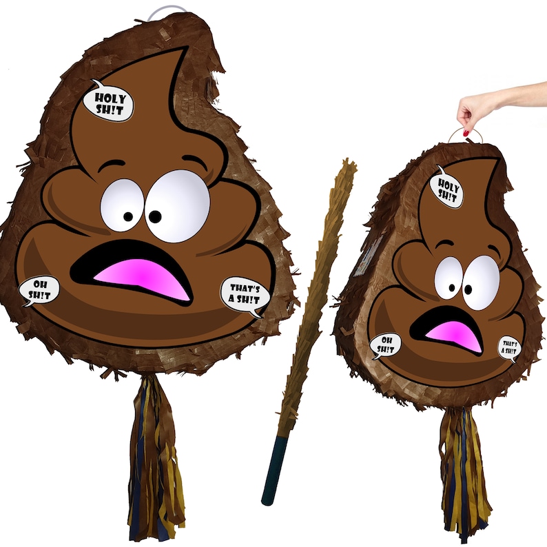 SH!T Emoji Piñata Party Theme Pinata Supplies Happy Birthday Fun Stick ...
