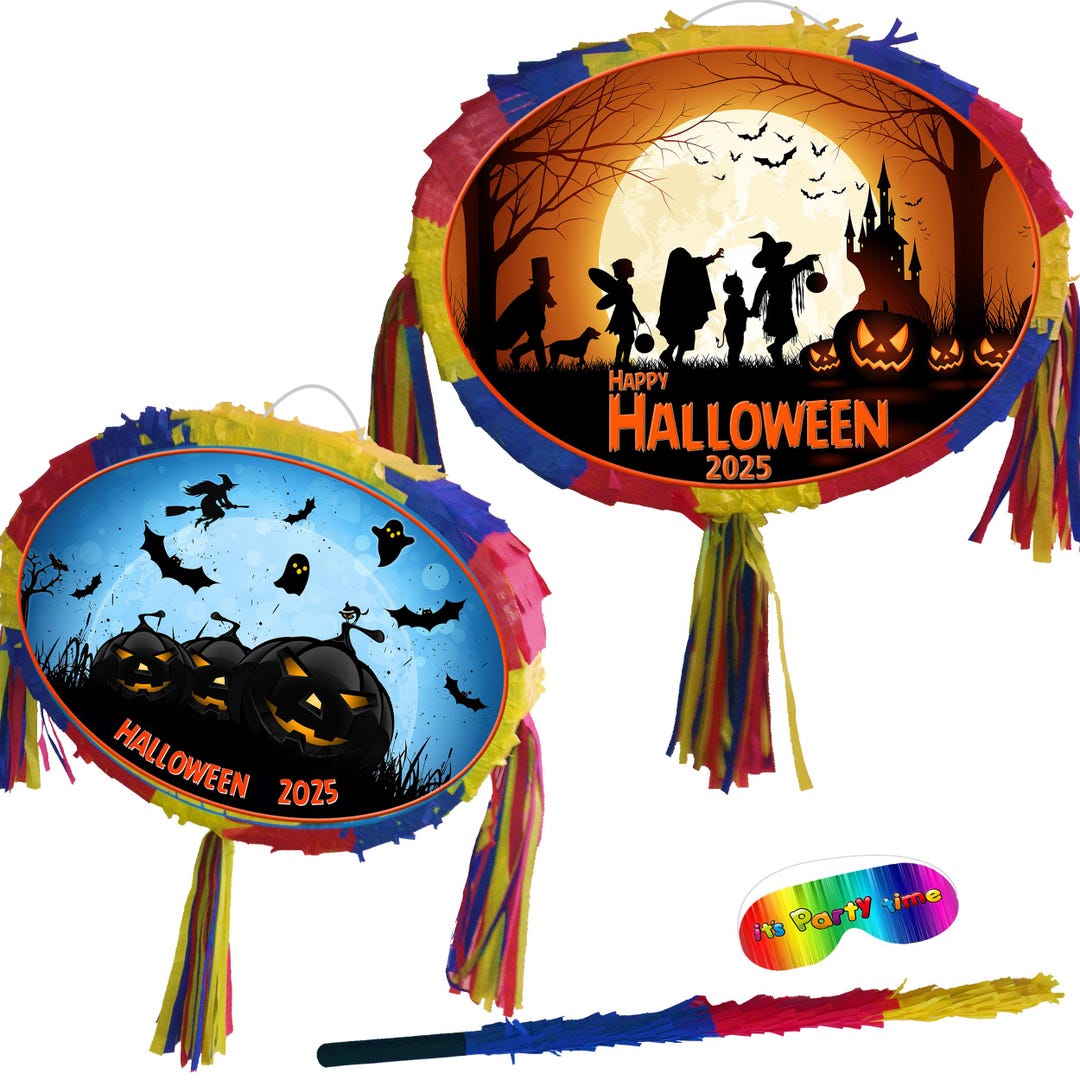 Halloween Oval Piñata With Stick Theme Party Large Pinata Supplies ...