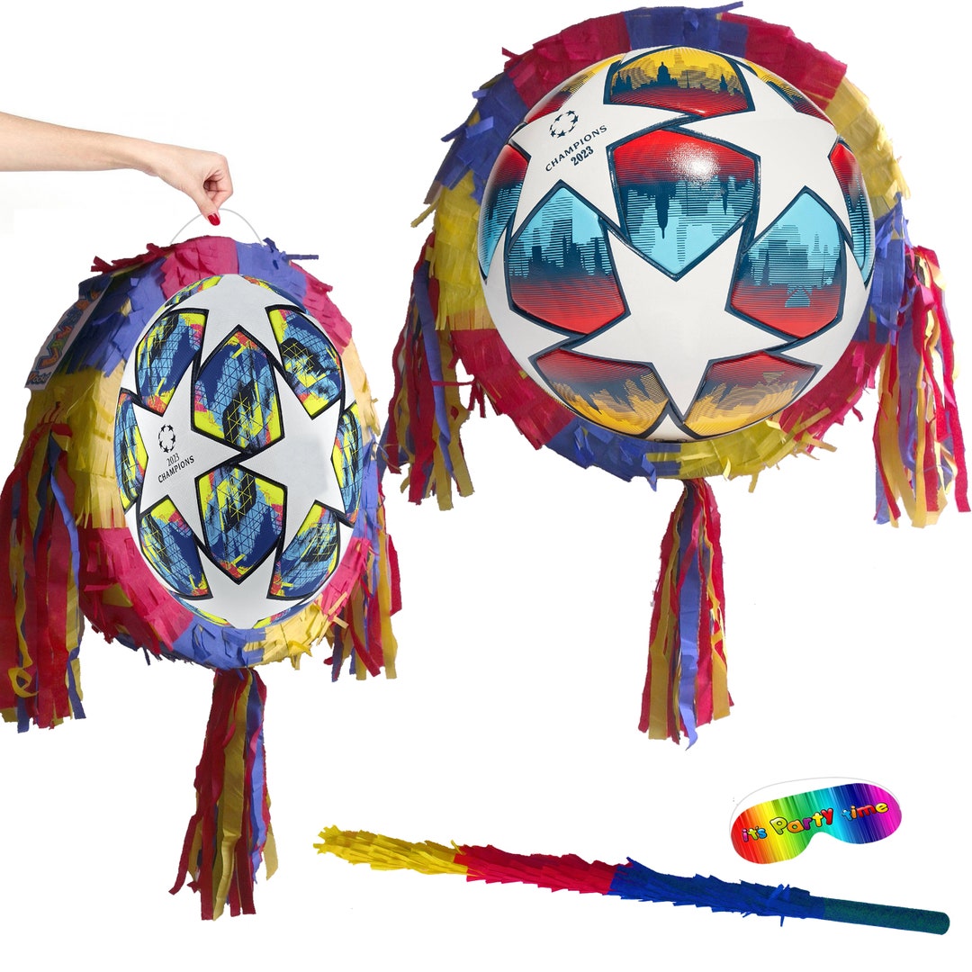 Football Piñata With Stick and Blindfold Round Party Fun Game Soccer ...