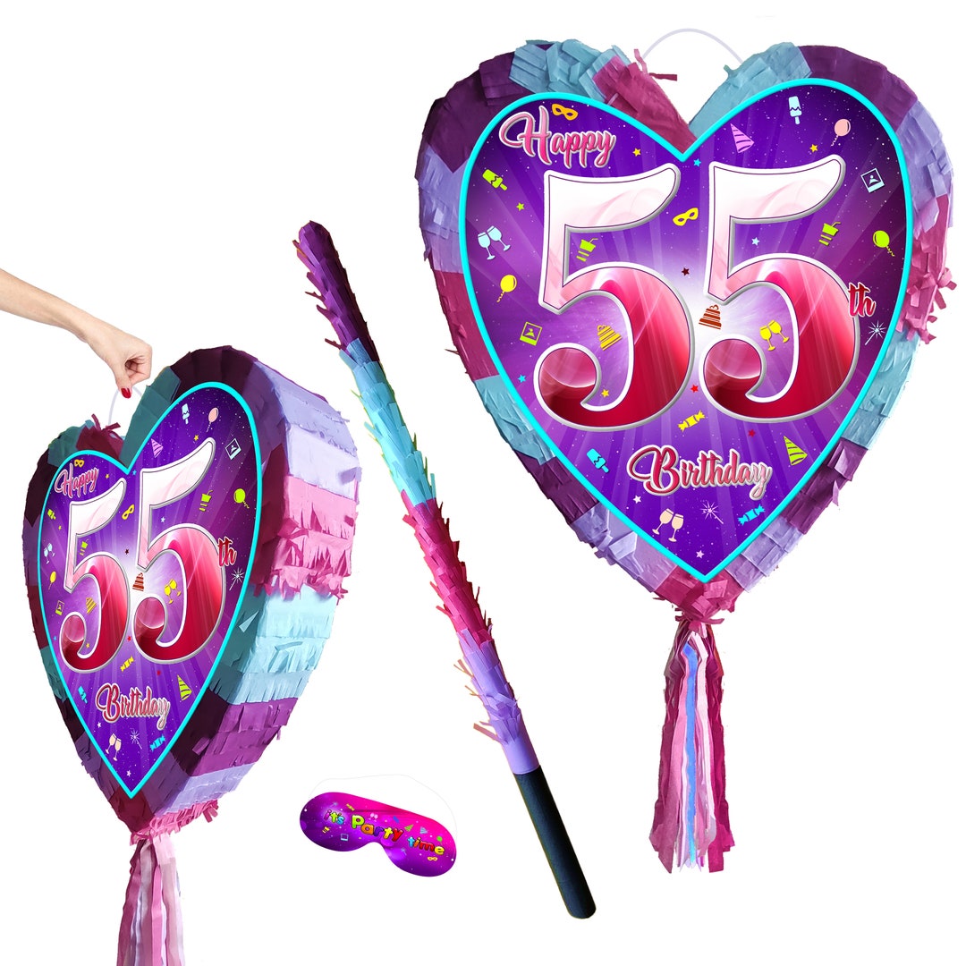 55th Birthday Heart Pinata With Stick & Blindfold - Etsy