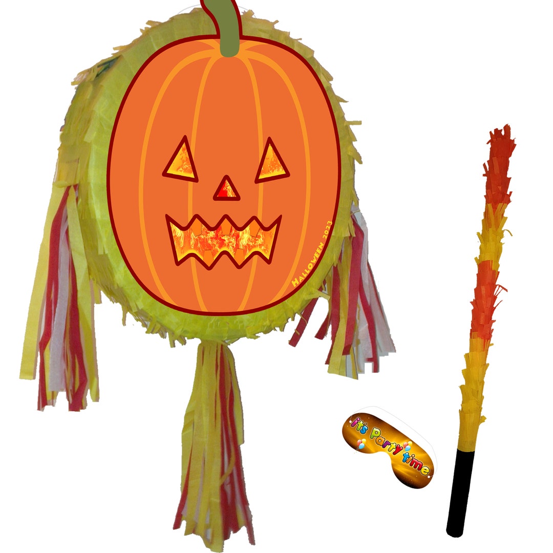 Emoji Pumpkin Piñata With Stick Halloween Theme Party Pinata - Etsy