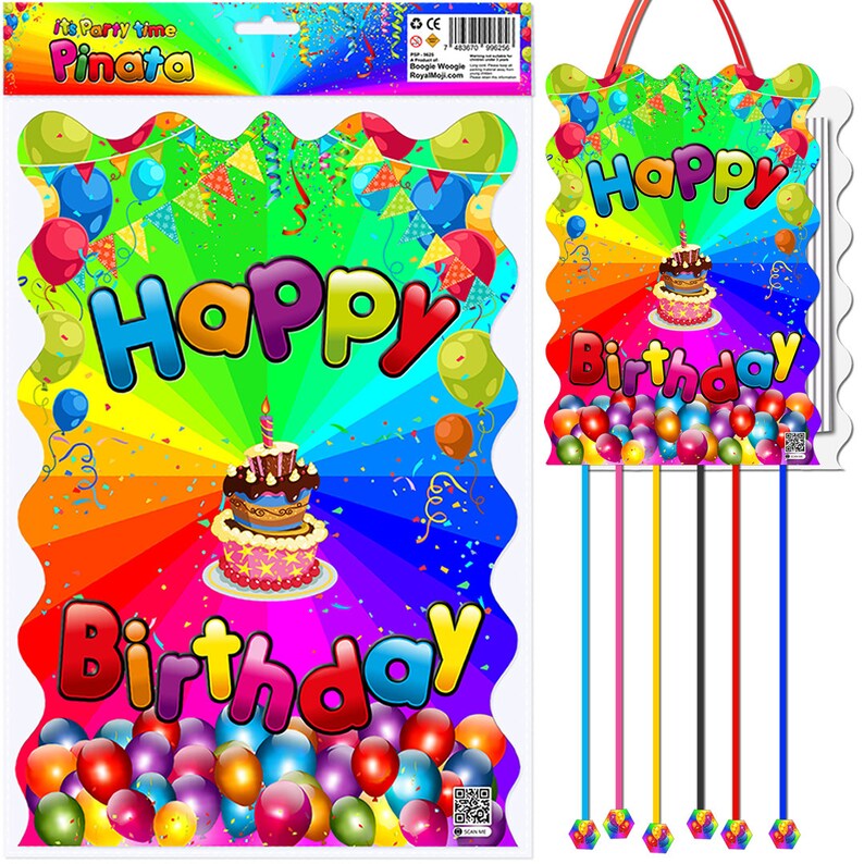 Pull String Birthday Piñata: Rainbow Cake Party Game - Etsy