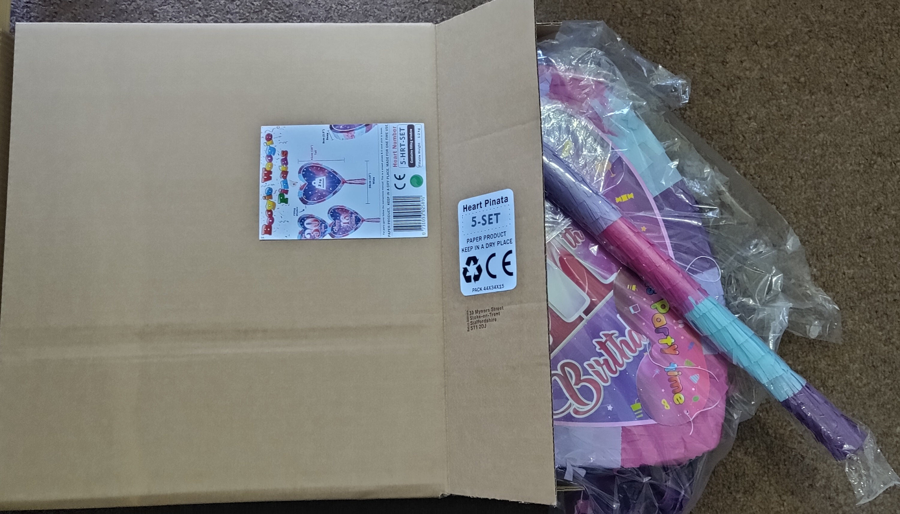 Joyeux Anniversaire Heart Pinata With Stick Love Party Happy Birthday ...