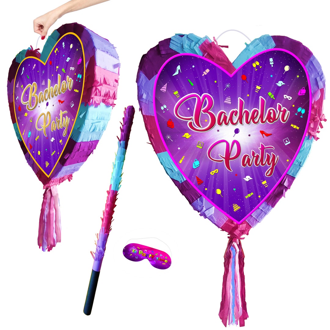 Bachelor Party Pinata Heart With Stick Love Theme Supplies Happy Game ...