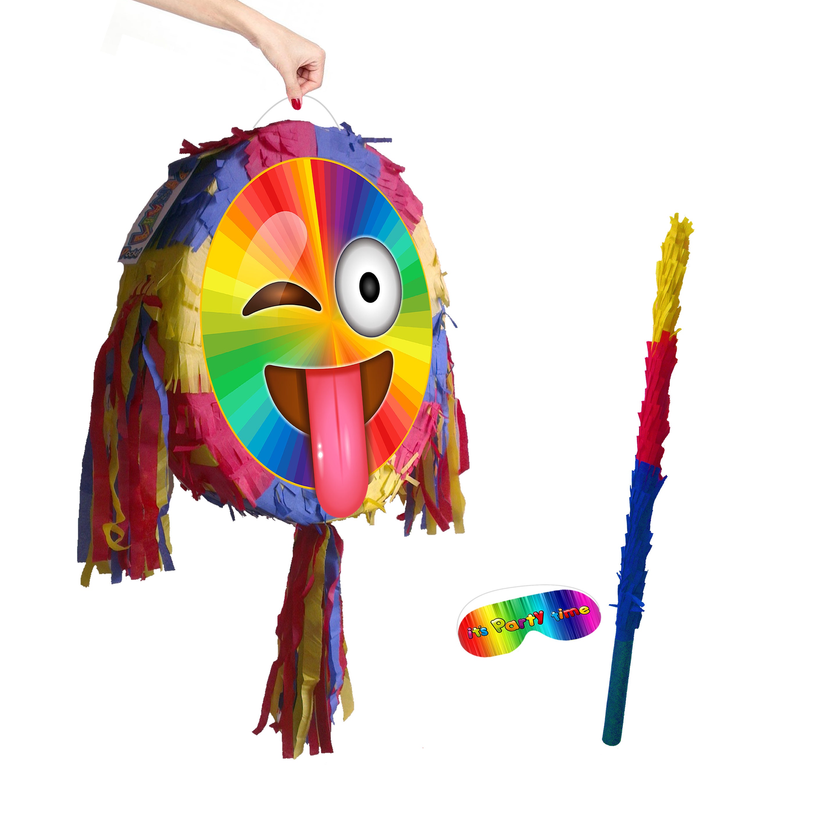 Colourful Emoji Birthday Pinata Round Theme Piñata Party Supplies Happy ...