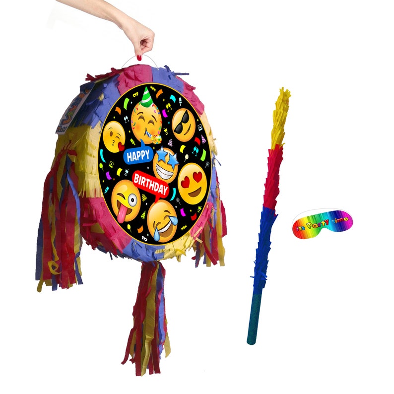 Emoji Birthday Pinata Round Theme Piñata Party Supplies Happy Smash ...