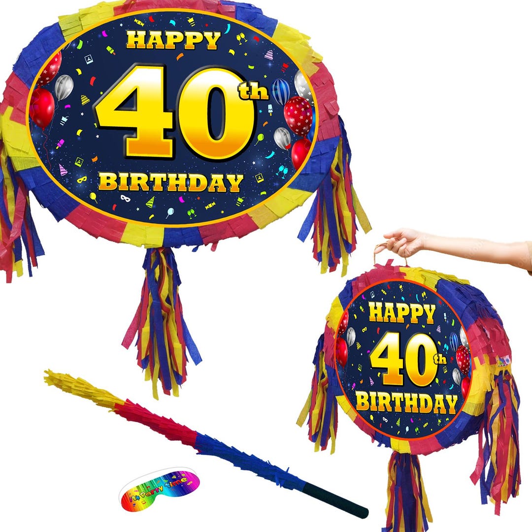 40th Birthday Number Pinata With Stick & Blindfold - Etsy
