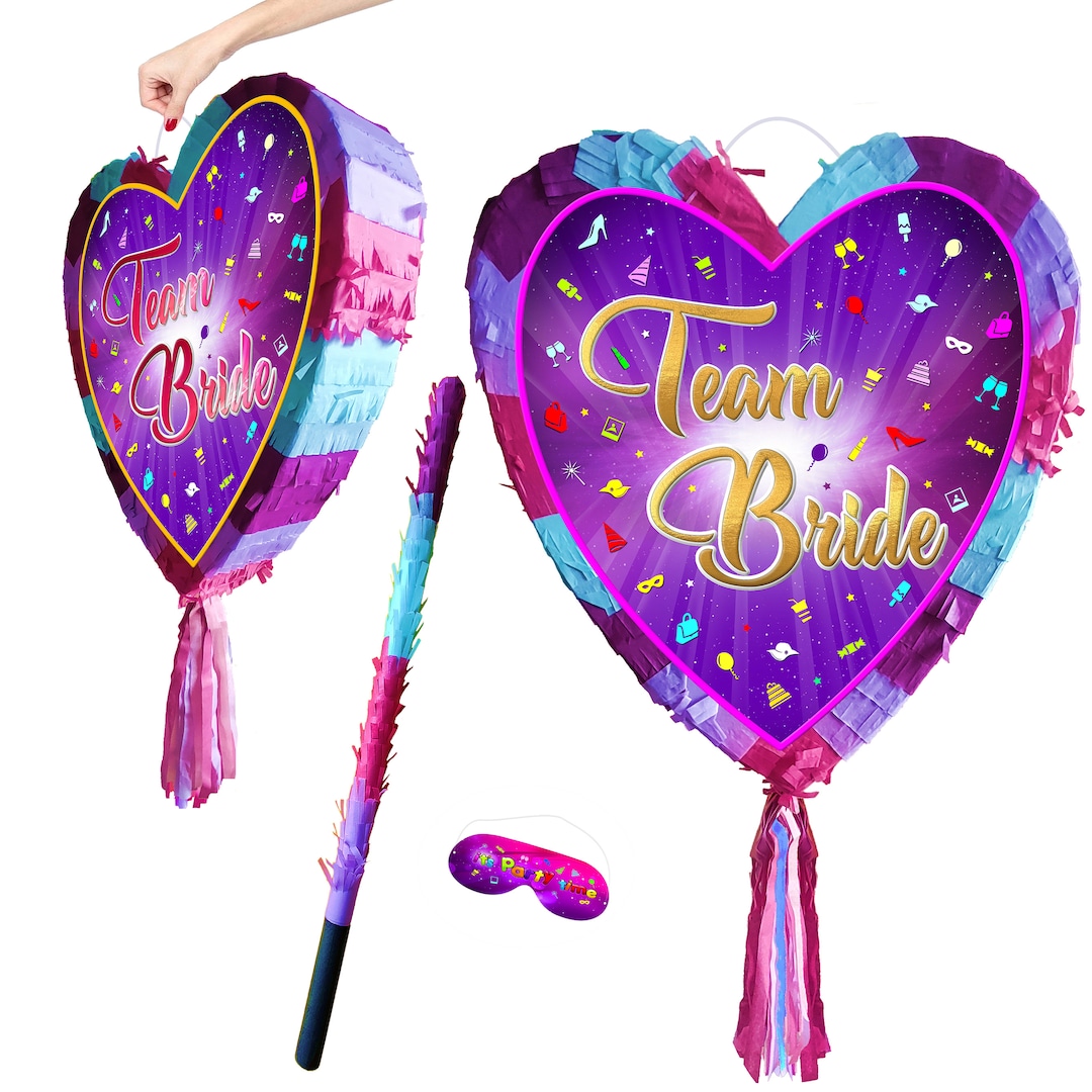 Team Bride Heart Pinata and Stick Girls Party Love Theme Supplies Happy ...